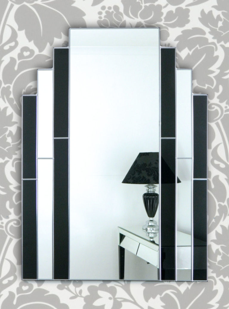 Classic Black Original Handcrafted Art Deco Wall Mirror with Silver ...
