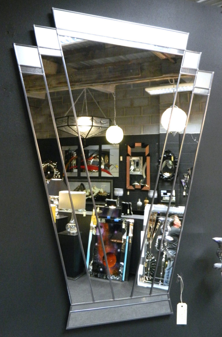 Paris Original Handcrafted Art Deco Fan Wall Mirror with Black Trim ...