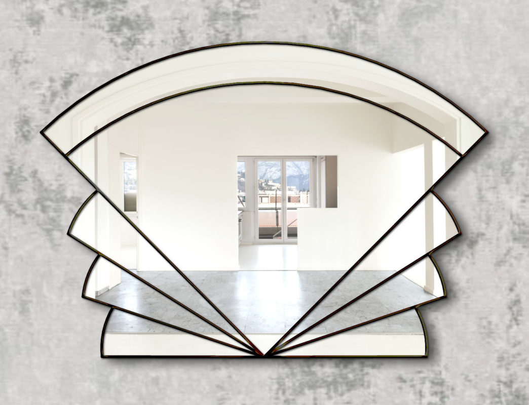 Marianne Original Handcrafted Over Mantle Art Deco Fan Mirror in Gold ...