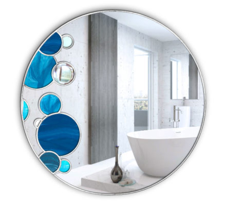 Aqua Splash Original Handcrafted Coloured Glass Modern Wall Mirror ...