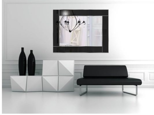 Vogue Original Handcrafted Modern Over Mantle Wall Mirror in Jet Black ...