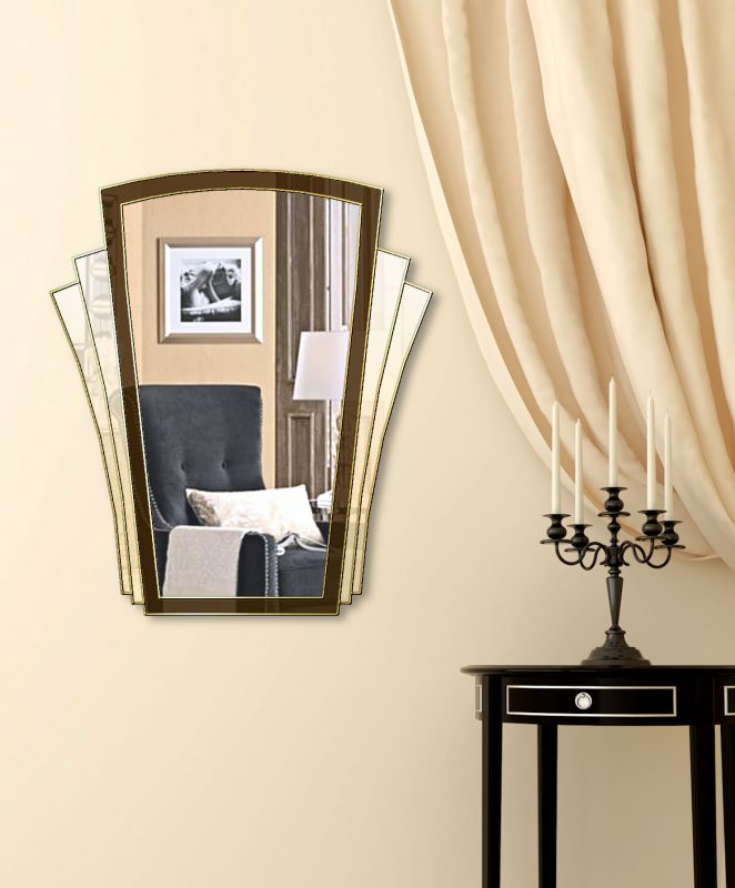 Pierre Original Handcrafted Art Deco Fan Mirror in Brown & Cream ...
