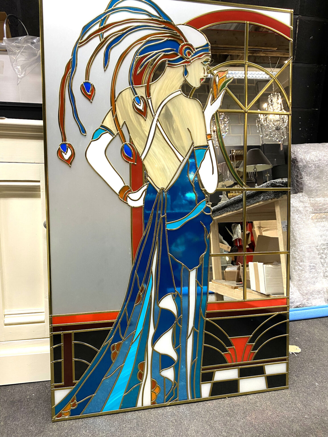 Thelma Art Deco Lady Original Handcrafted Mirrored Wall Art - Bespoke ...