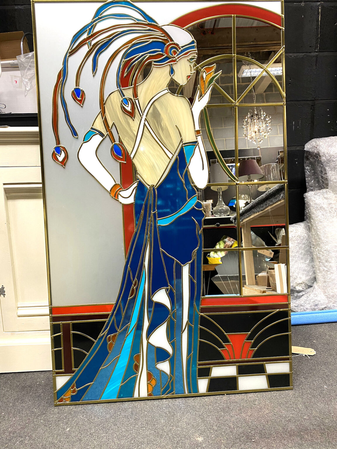 Thelma Art Deco Lady Original Handcrafted Mirrored Wall Art - Bespoke ...