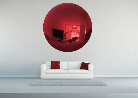 Celestial Original Handmade Convex Mirror in Cherry Red - Bespoke ...