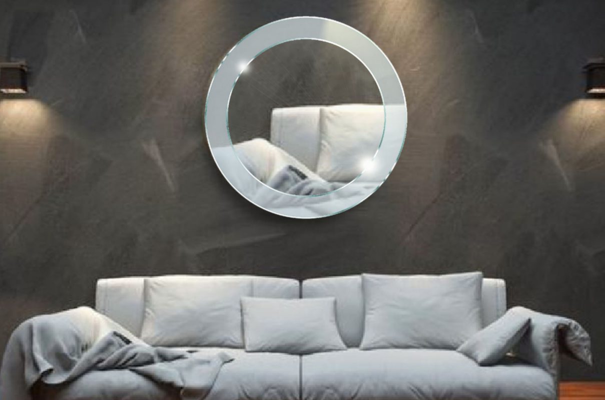 Modern Round Wall Mirror Handcrafted with Coloured Border – Westport in ...