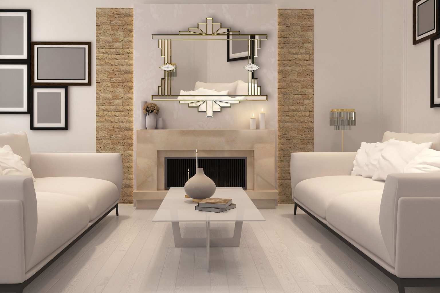 Mia Original Ornate Art Deco Over Mantle Fan Wall Mirror with a Gold ...