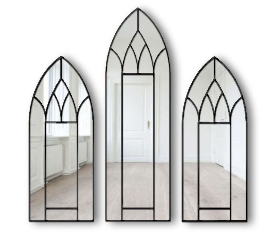 Alonso Original Handcrafted Gothic 3 Piece Wall Mirror in Black ...