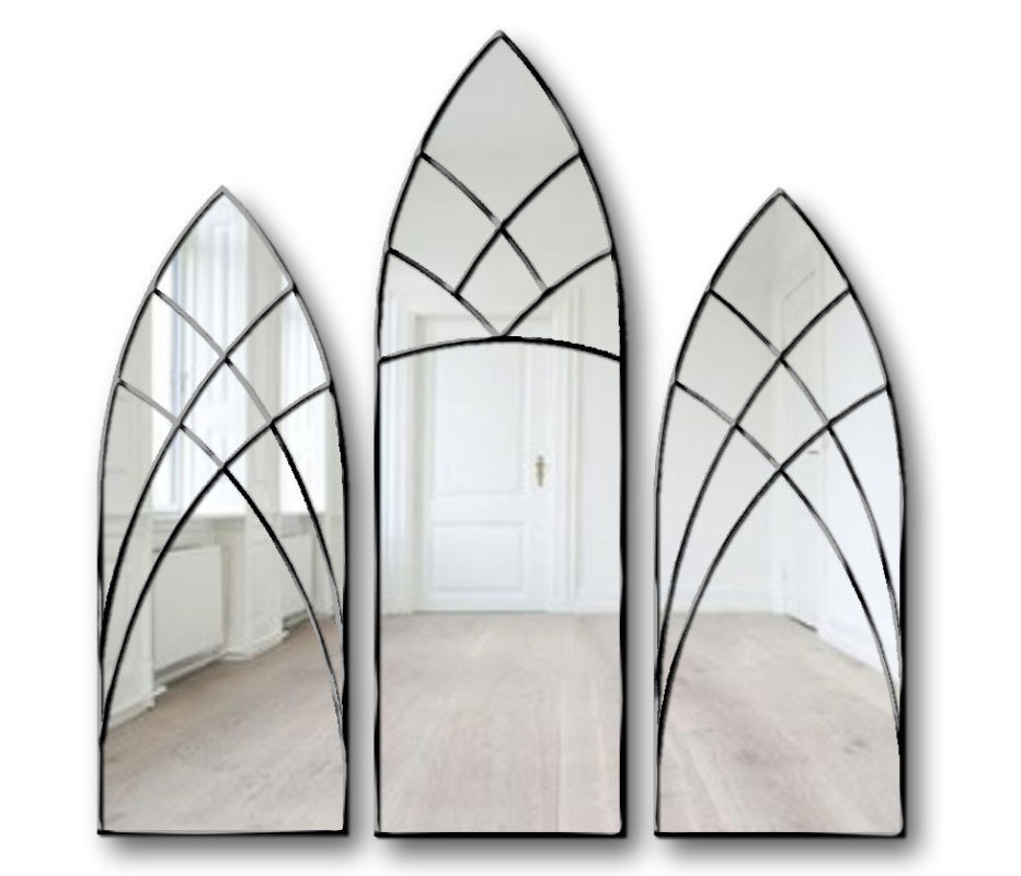 Amoret Original Handcrafted Gothic 3 Piece Wall Mirror in Gold ...