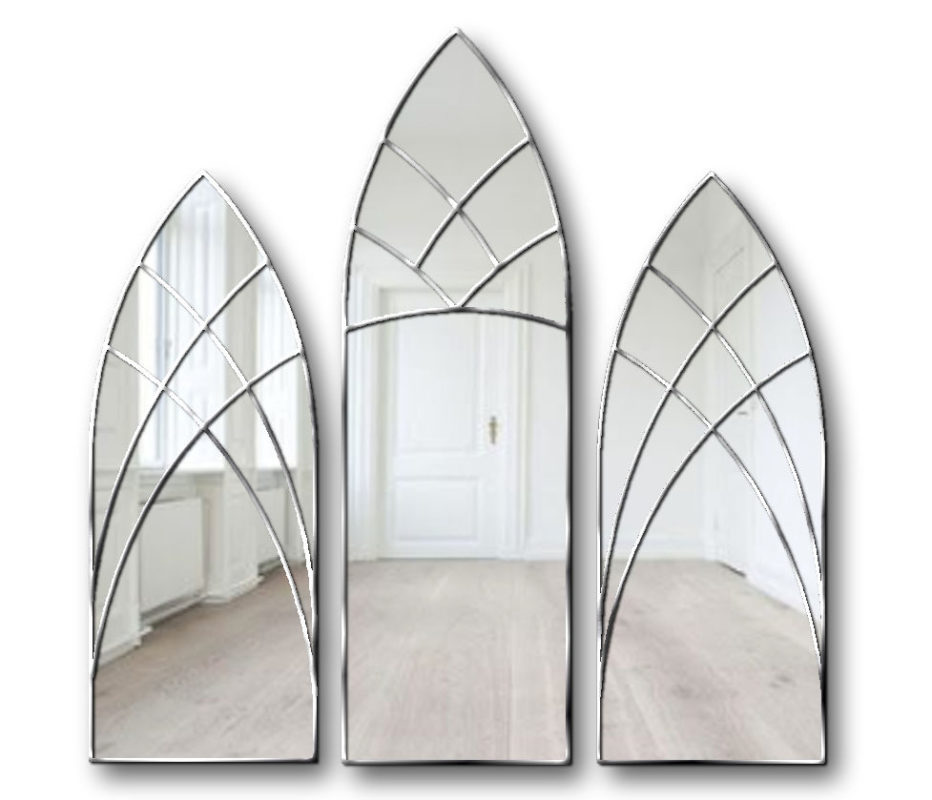 Amoret Original Handcrafted Gothic 3 Piece Wall Mirror in Gold ...