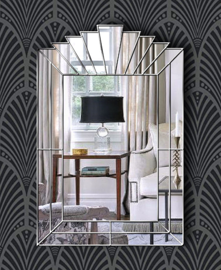 Louis Art Deco Original Handcrafted Fan Wall Mirror in Silver - Bespoke ...