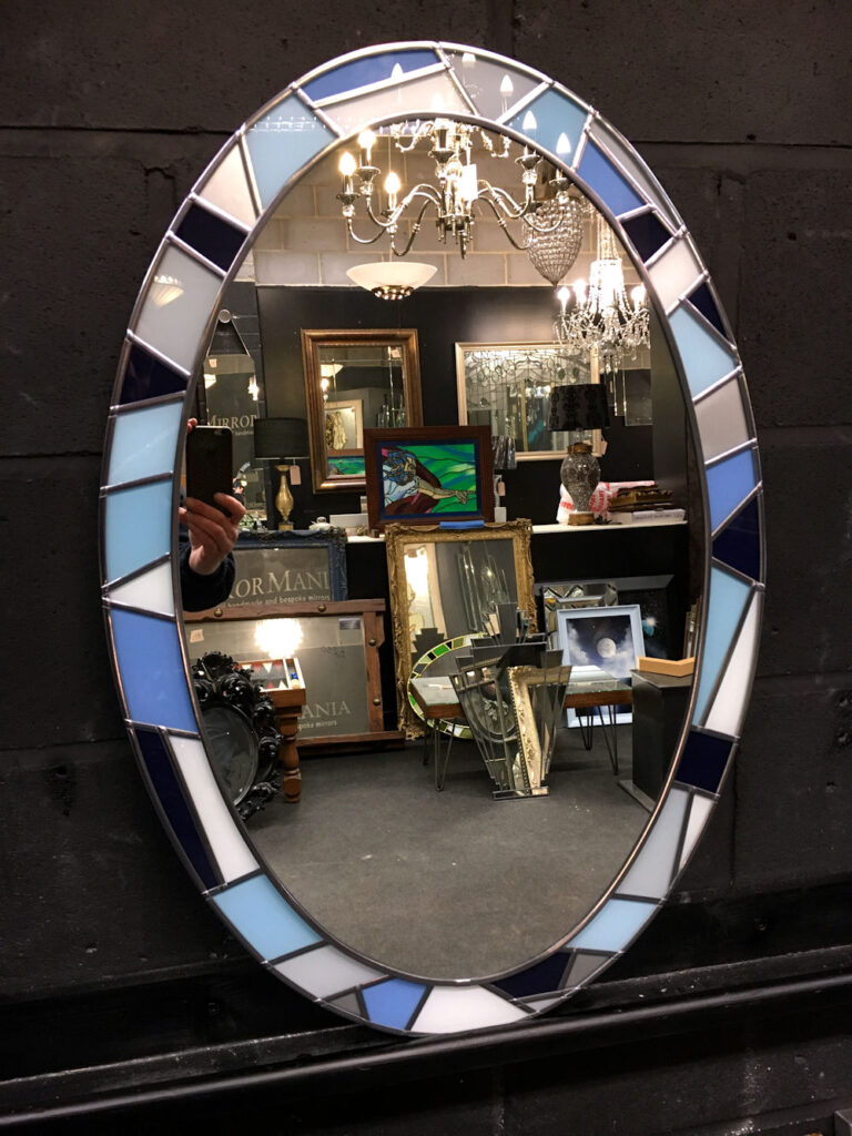 Harlequin Original Handmade Glass Bordered Oval Wall Mirror in Nordic ...