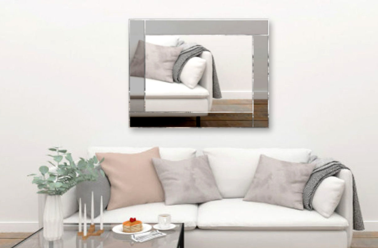 Vogue Original Handcrafted Modern Over Mantle Wall Mirror with Grey ...