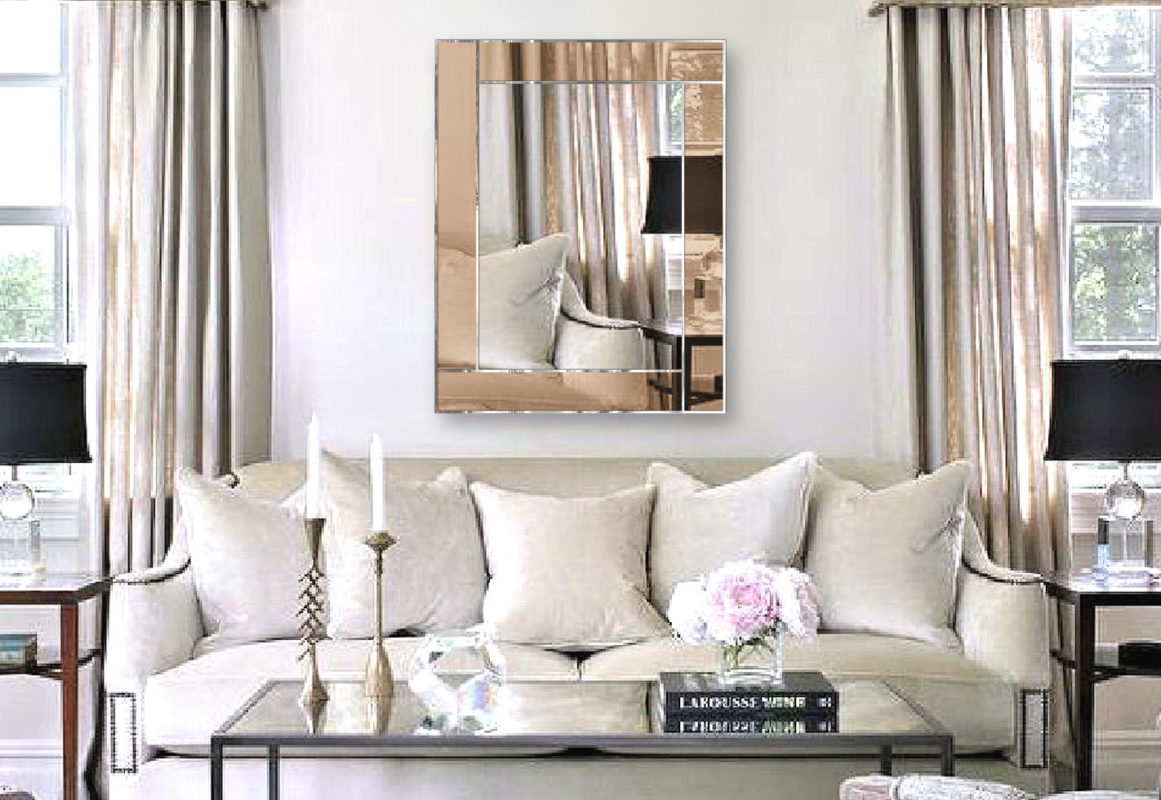 Vogue Original Handcrafted Modern Over Mantle Wall Mirror with Bronze ...