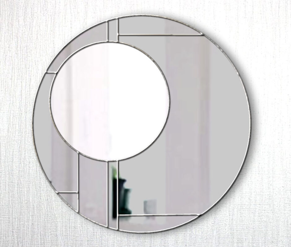 Lloyd Original Handcrafted Art Deco Round Wall Mirror with Grey Tinted ...