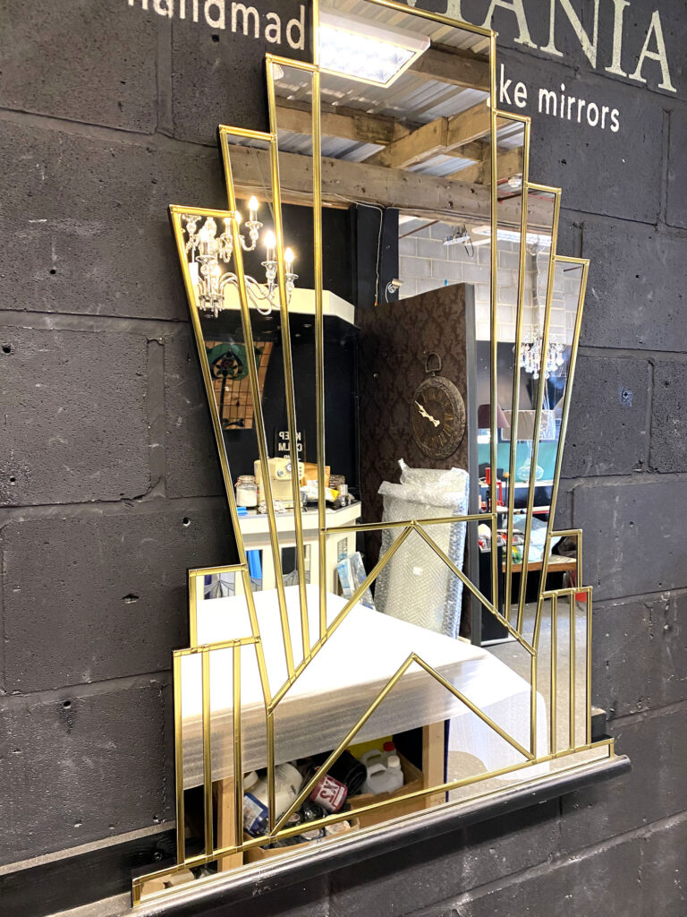 Aurora Original Handcrafted Art Deco Over Mantle Wall Mirror in Gold ...