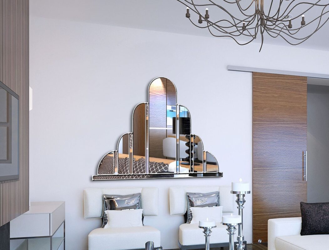 Turin Handmade Original Art Deco Over Mantle Wall Mirror in Silver ...