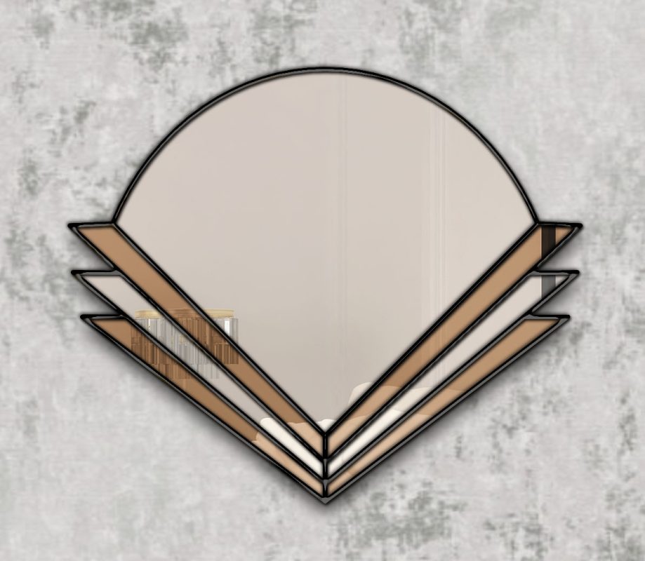 Kyoto Original Handmade Circular Fan Art Deco Wall Mirror in Bronze and ...