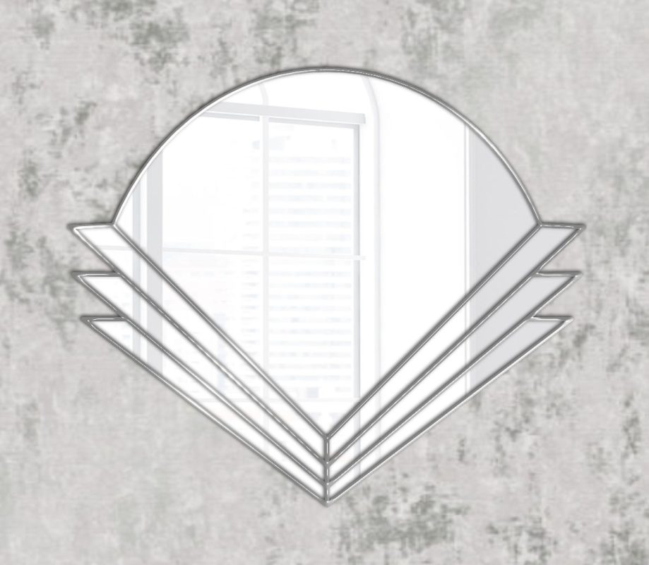 Kyoto Original Handmade Circular Fan Art Deco Wall Mirror in Silver ...