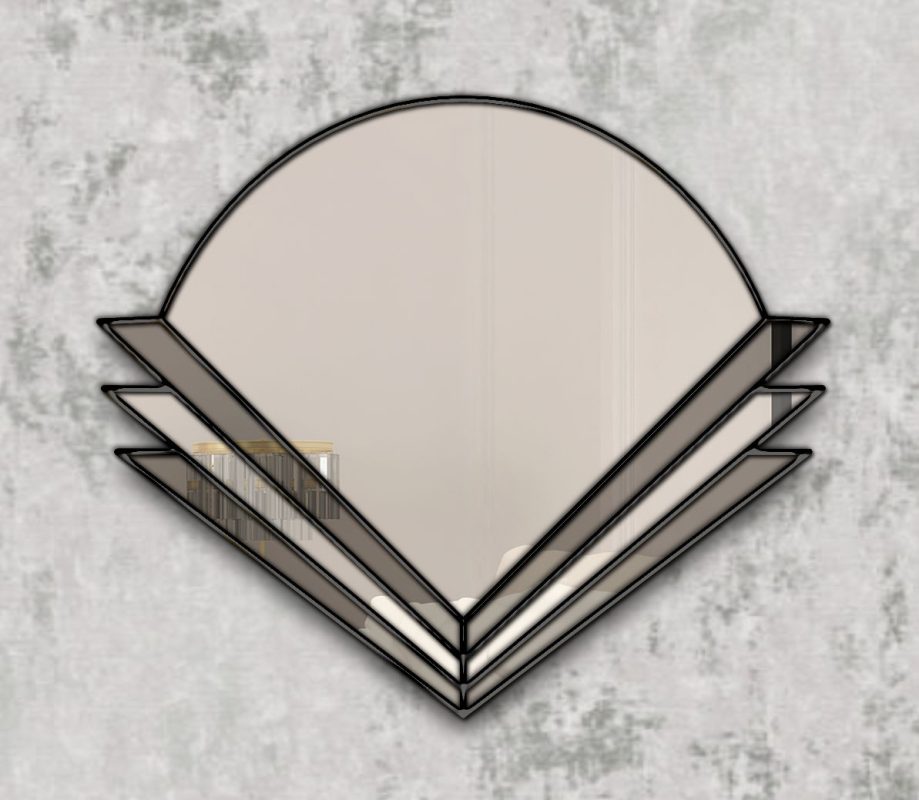 Kyoto Original Handmade Circular Fan Art Deco Wall Mirror in Bronze and ...