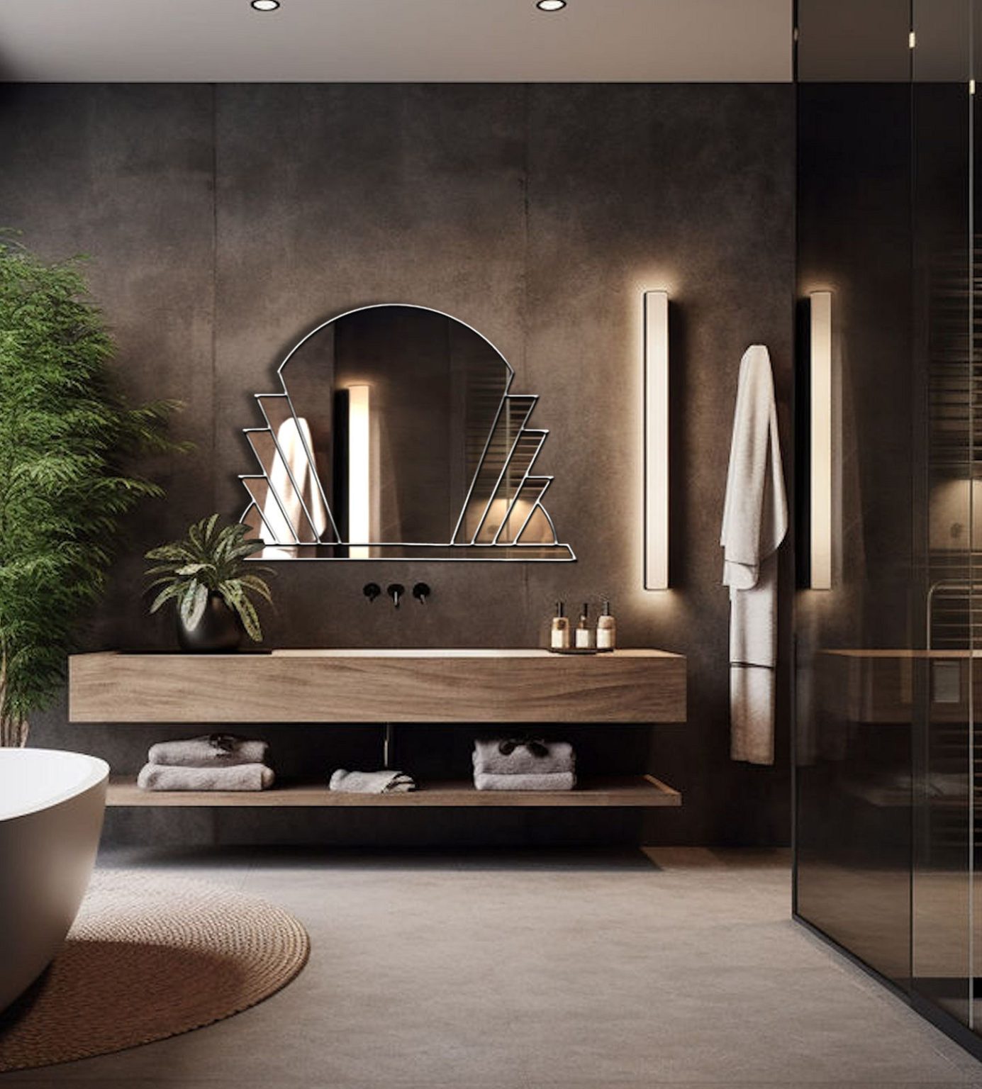 “Dazzling Elegance: The CoCo Art Deco Fan Over Mantle Wall Mirror in ...