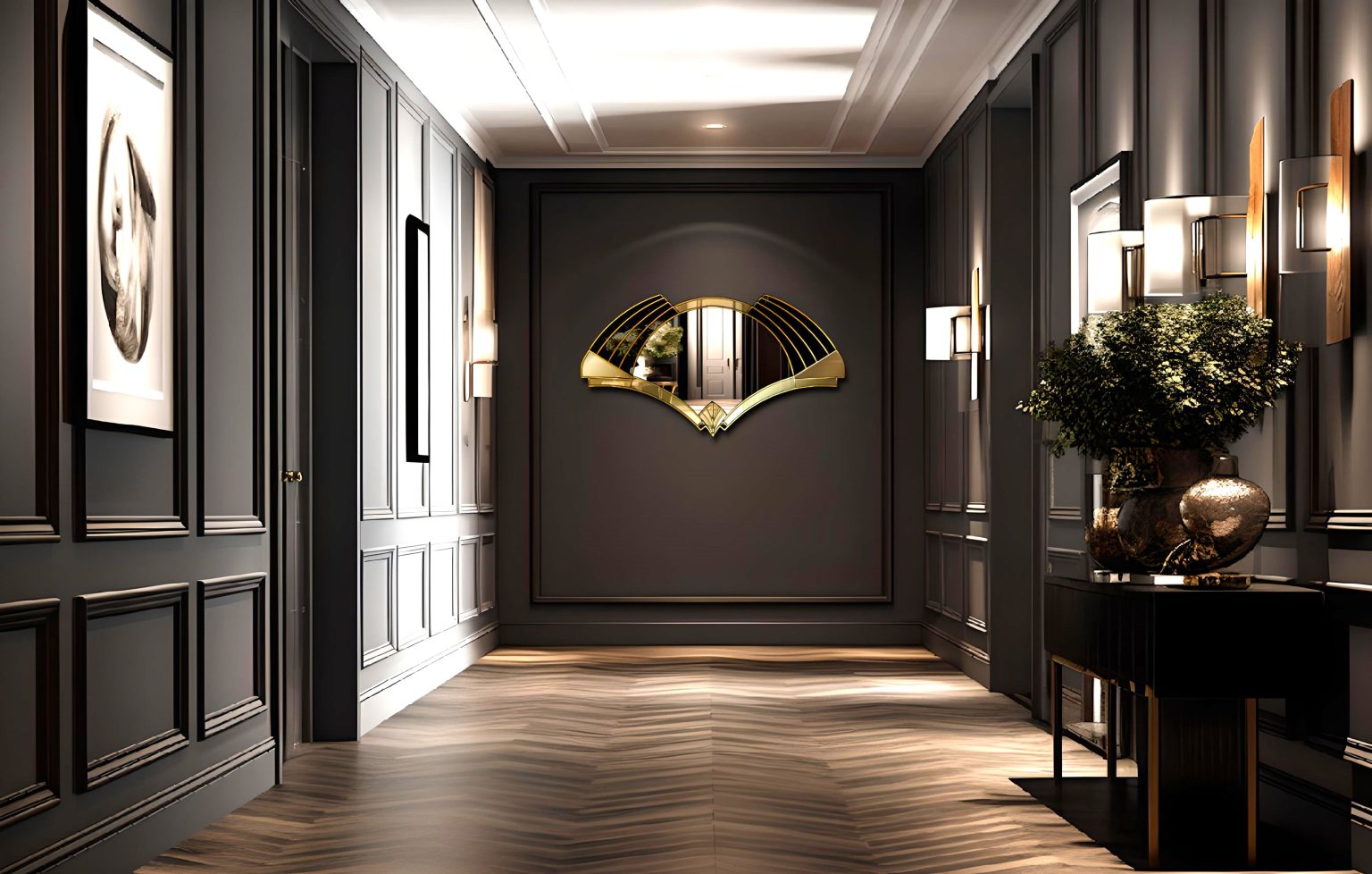Elise Deco Nouveau in Black - Bespoke Mirrors | Art Deco Mirrors ...