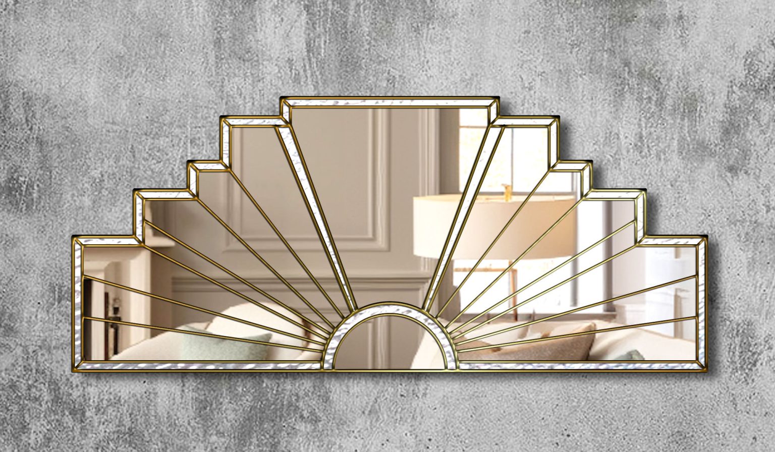 Lyon Deco Radiance: Timeless Statement Art Deco Wall Mirror in Gold ...