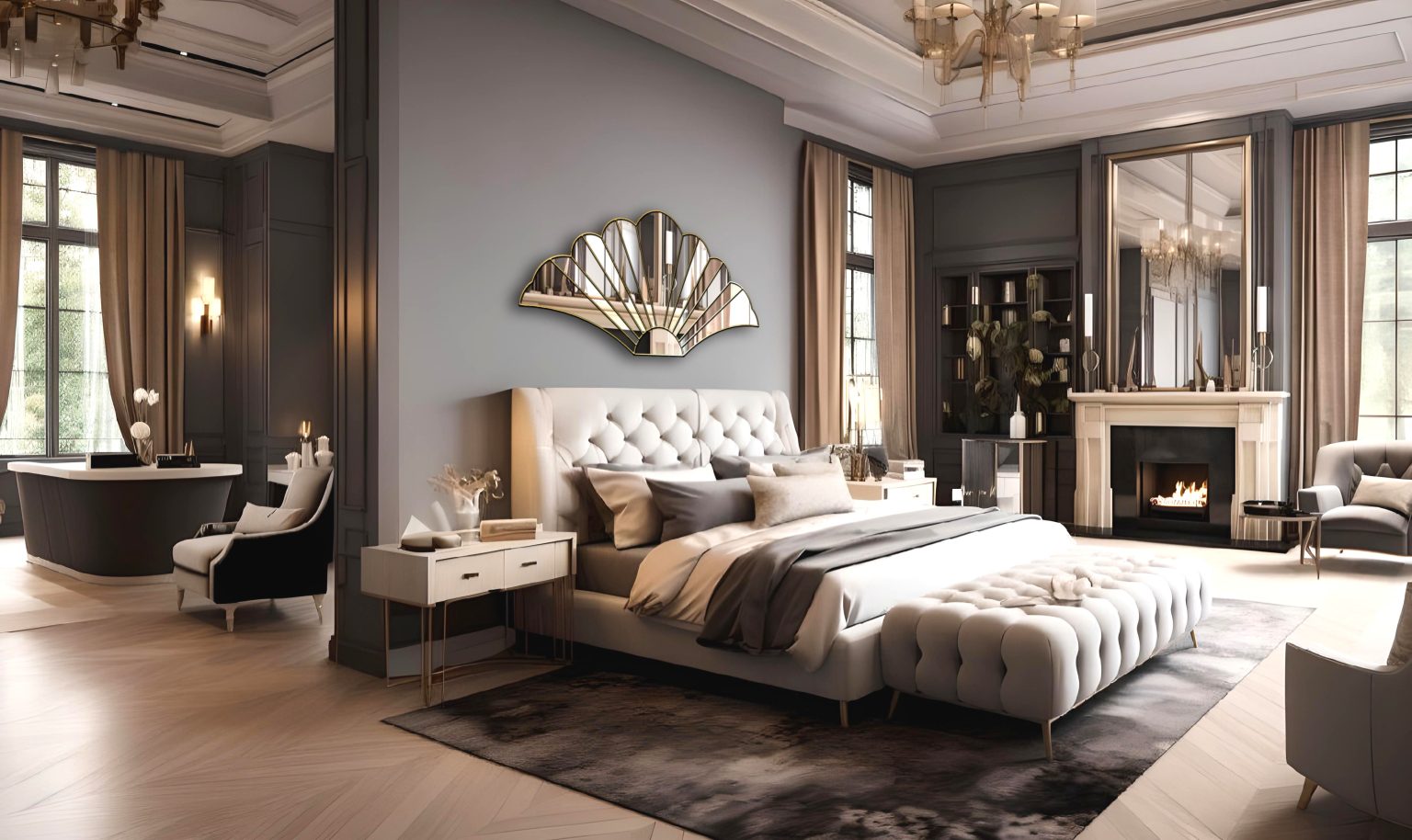 Margot Art Deco 3D Fan Shaped Wall Mirror in Gold - Bespoke Mirrors ...