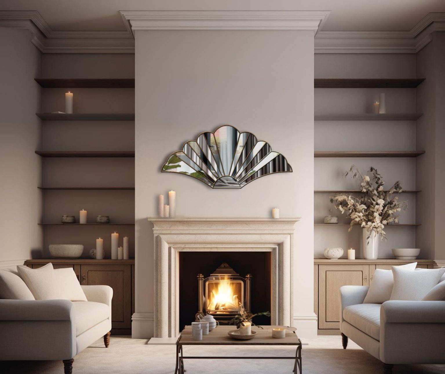 Margot Art Deco 3D Fan Shaped Wall Mirror in Gold - Bespoke Mirrors ...
